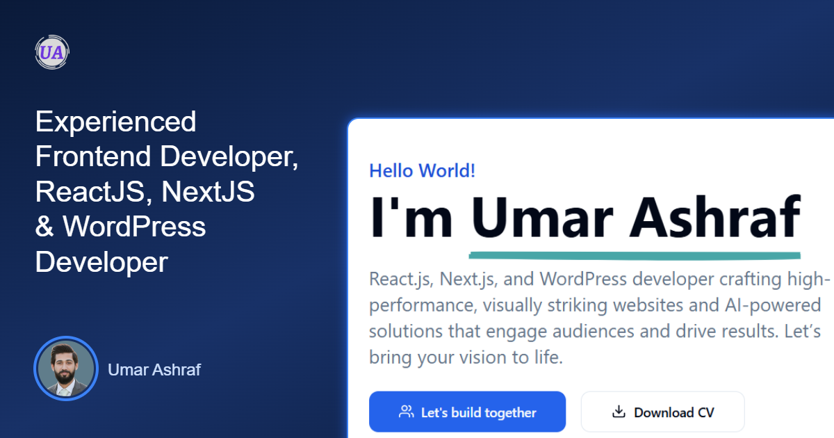 Portfolio - Umar Ashraf | Frontend Developer | React.js & Next.js ...